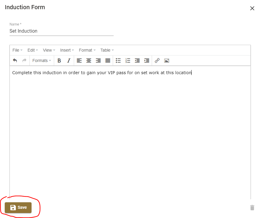 How to create an induction - SetConnect Help Center
