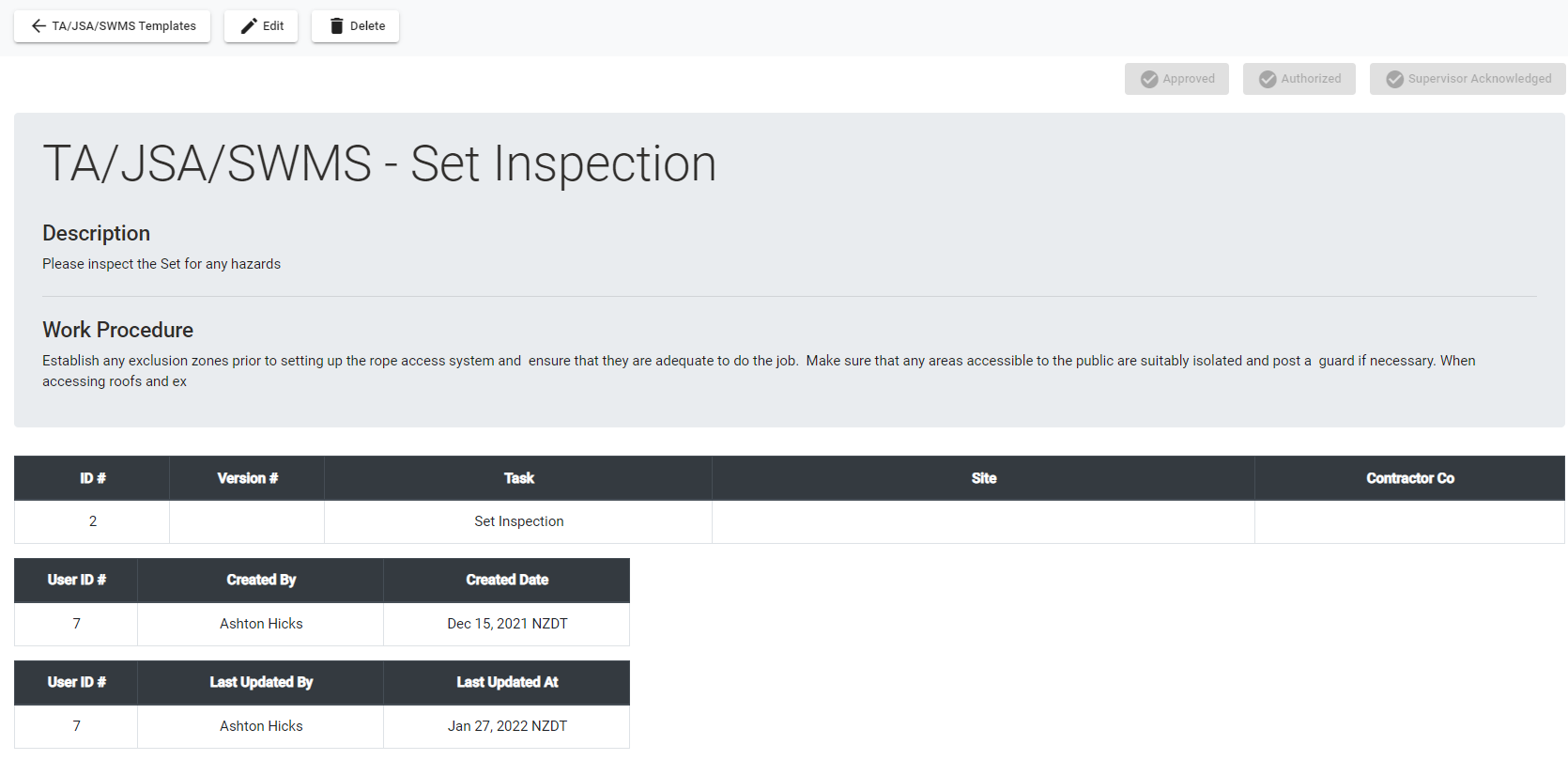 TA/JSA/SWMS Feature - SetConnect Help Center