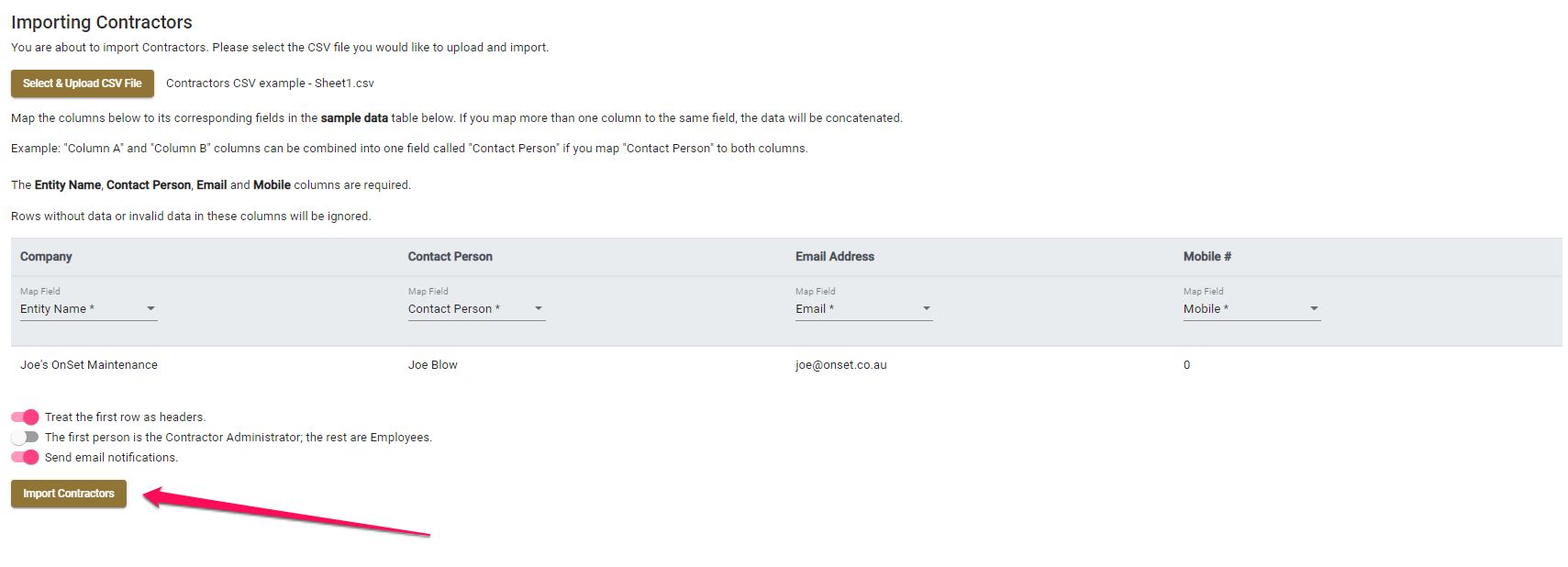 How to import and export your Department/Contractor details ...