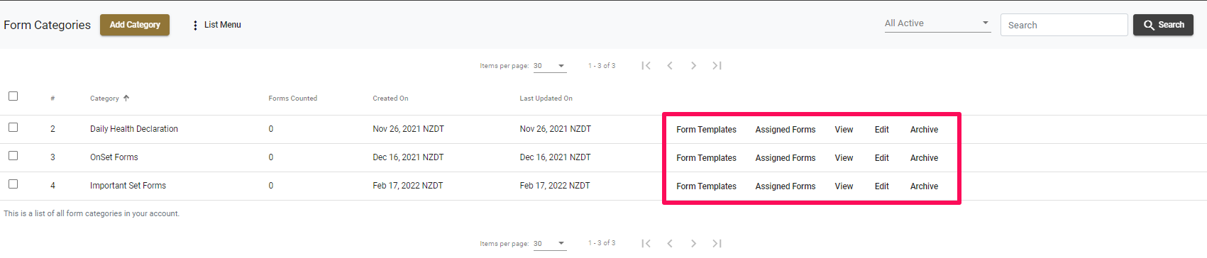 Form Categories, Non Template/Assigned Forms & Production/Location ...